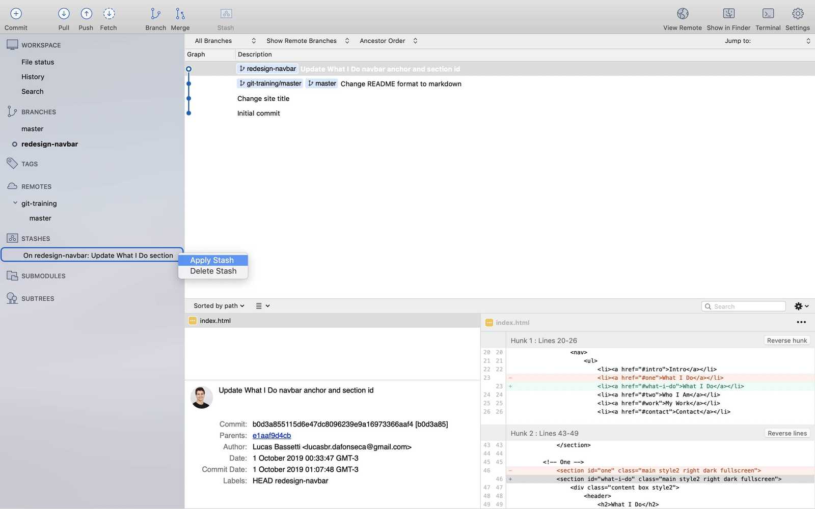 Useful git commands with Sourcetree GUI | Lucas Bassetti